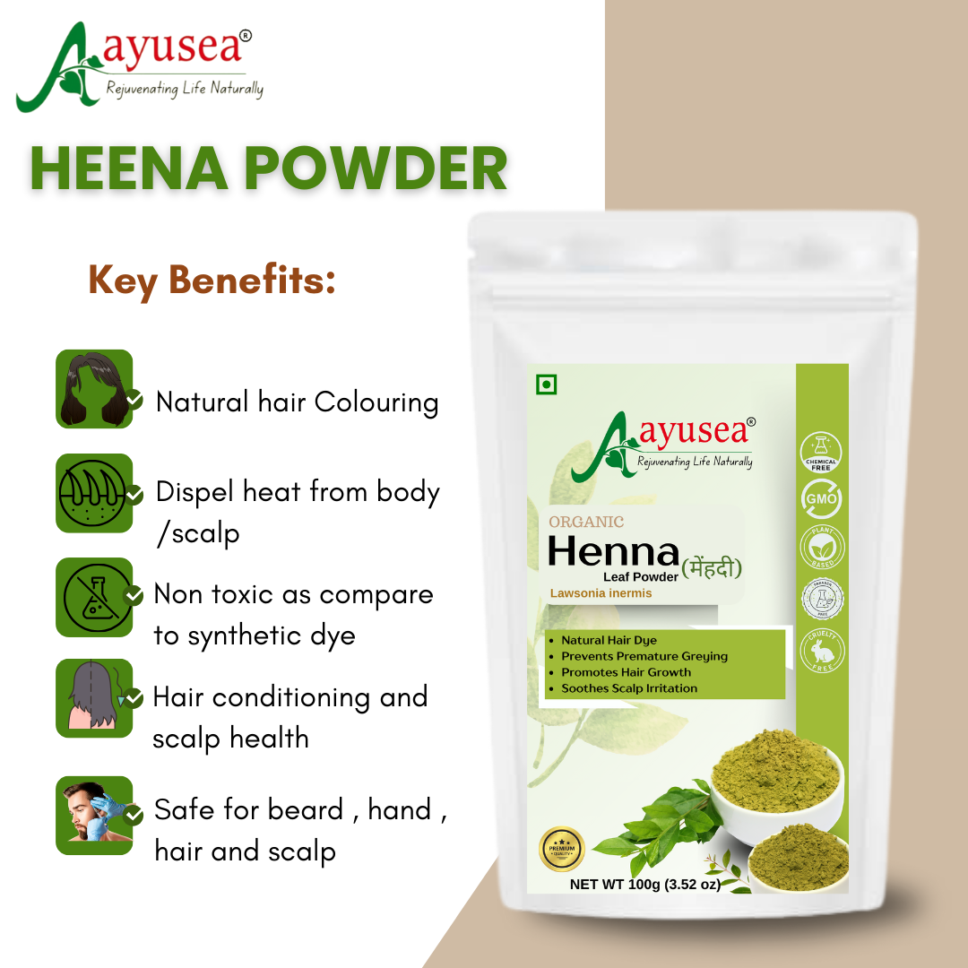 HENNA LEAF POWDER 100gm – Ayusea Healthcare Pvt Ltd.
